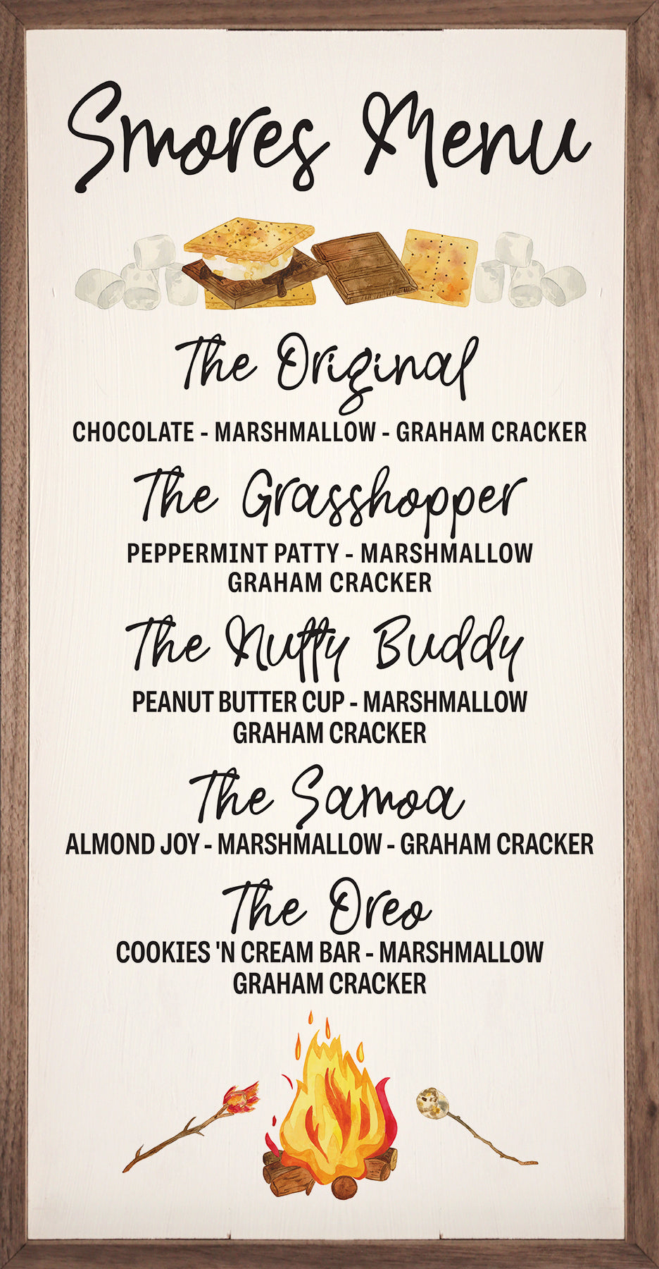 S'mores Menu – The Mason Jar